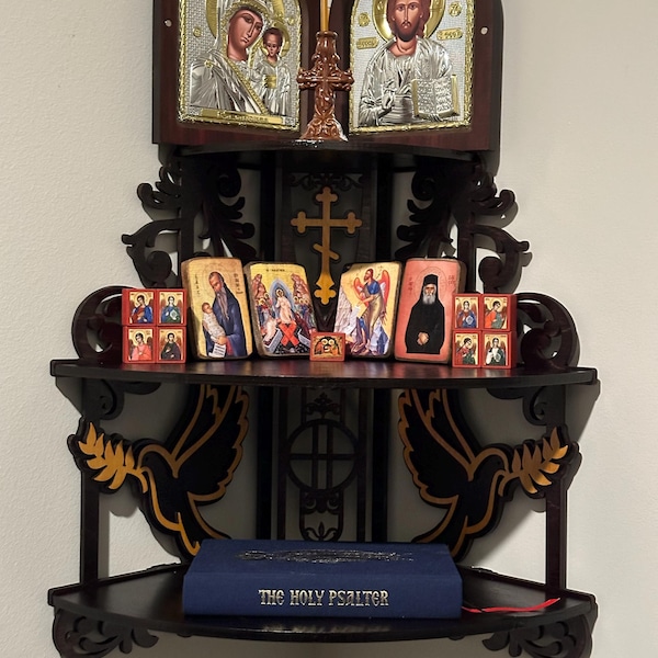 Corner Shelf Statue Display Jesus Christ God Lord Virgin Mary Angels ...