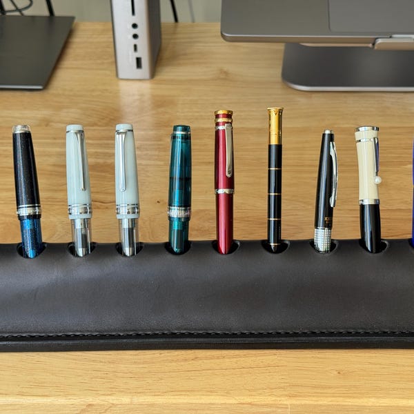 Pen Holder, Fountain Pen Case, Leather 4 Pen Holder for Desk, Desk Pen ...