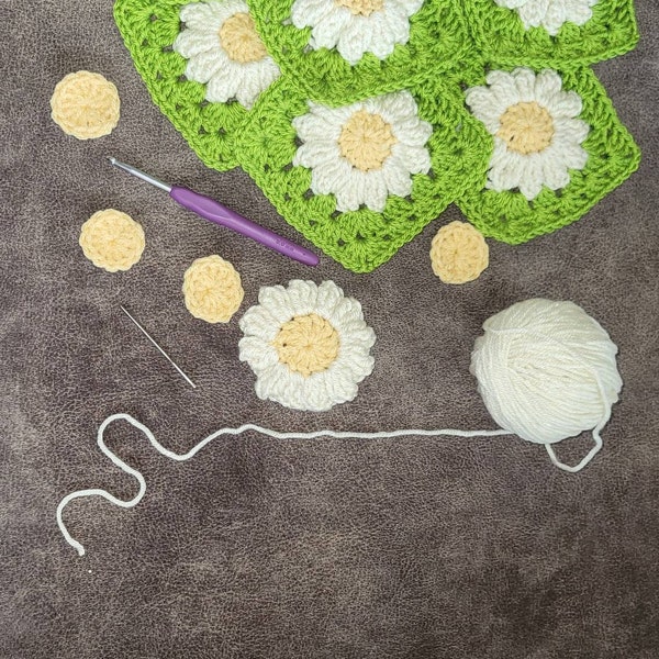 Crochet Daisy Granny Square Afghan Pattern - CROCHET PATTERN Instant ...