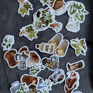 Coffee Stickers Set, Cafe Drinks Stickers Pack, Latte, Cappuccino, Tea ...