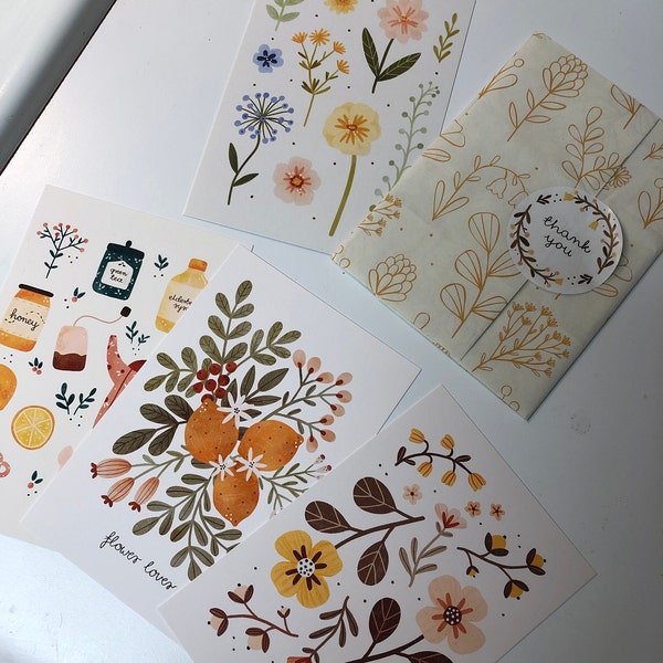 Postcards - Set of 3 | Mini Art Print Set, Card Bundle, Cute Cards, Art ...