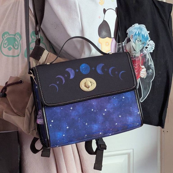 Moon Phase Galaxy Bag Celestial Mystic Purse Purple Cosmic Stars Pastel ...