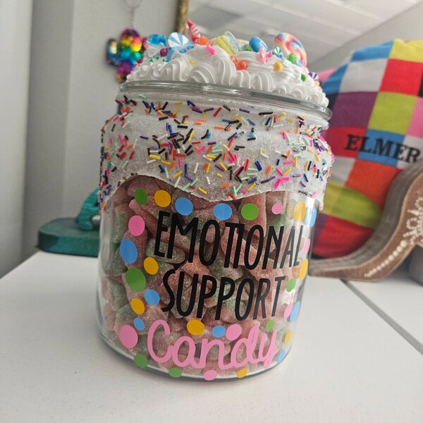 Personalized Funny Glass Candy Jar for Emotional Support, Custom Office ...