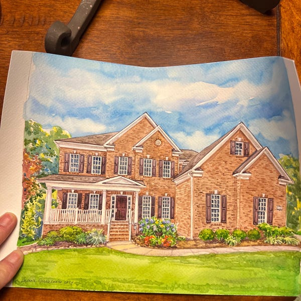 House Warming Gift Custom House Sketch Hand Drawn Home Portrait Ink ...