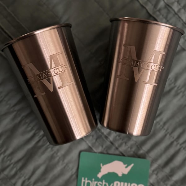 Personalized Silver Stainless Steel Pint Glass Cup - Custom Pint Glass ...