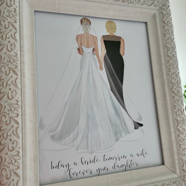Mother of the Bride Illustration, Wedding Parent Print, Customized ...