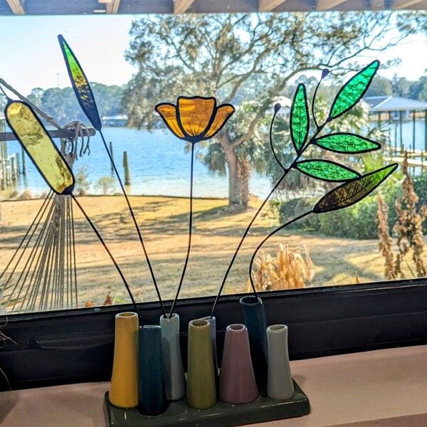 Stained Glass Wild Flowers, Everlasting Bouquet, Wildflower Arrangement ...