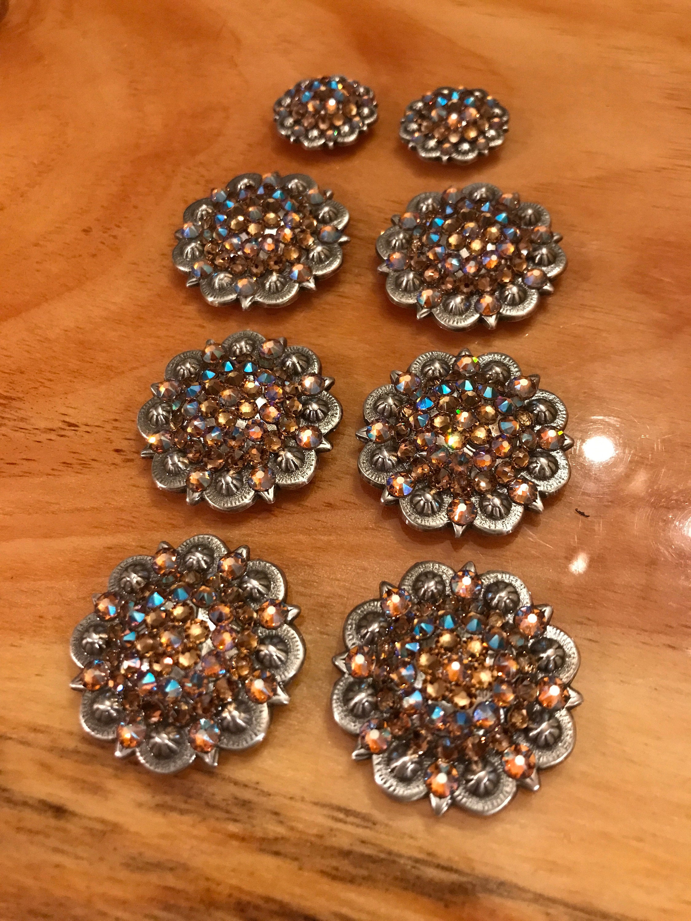 Saddle Concho Set Antique Silver Round Berry Conchos Light | Etsy