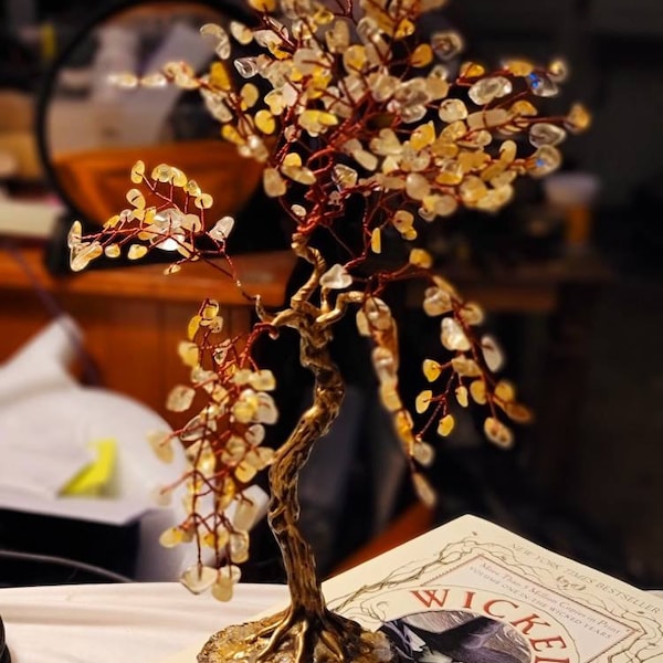 Gemstone Tree of Love,heart Tree,citrine Tree,white Agate Tree,golden ...