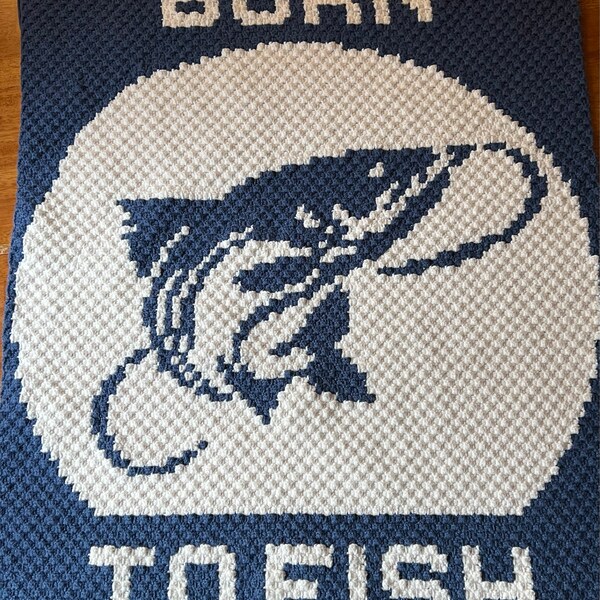 Born to Fish Crochet Graph Cross Stitch; (c2c, Mini C2c, Sc, Hdc, Dc ...