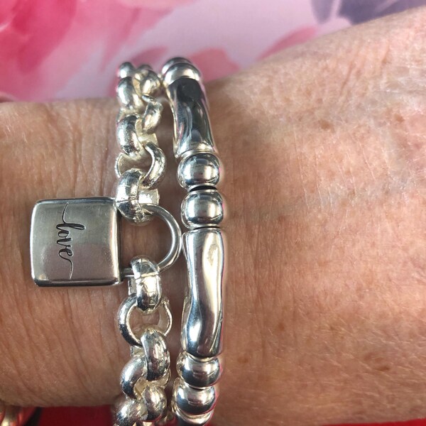 Chunky Chain Bracelet for Women Chunky Silver Bracelet Curb Solid Chain ...