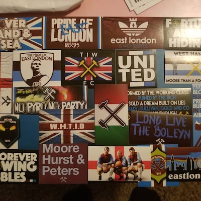 100 X Chelsea Stickers Based on Poster Pin Badge Flag Scarf Shirt ...