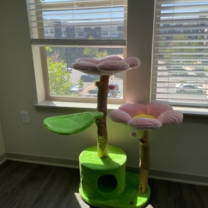 Wood Floral Cat Tree Tower, Wooden Cat Tower, Modern Cat Climbing Tree ...
