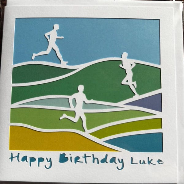 Running Birthday Card - Father's Day Card - Personalised - Card for a ...