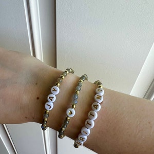 Personalized Word Bracelet Stacking Mama Bracelet Custom Name Beaded ...