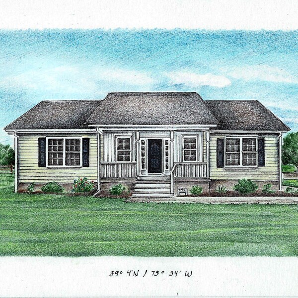 Printable Custom House Drawing/ House Sketch/ Pen and Ink House ...
