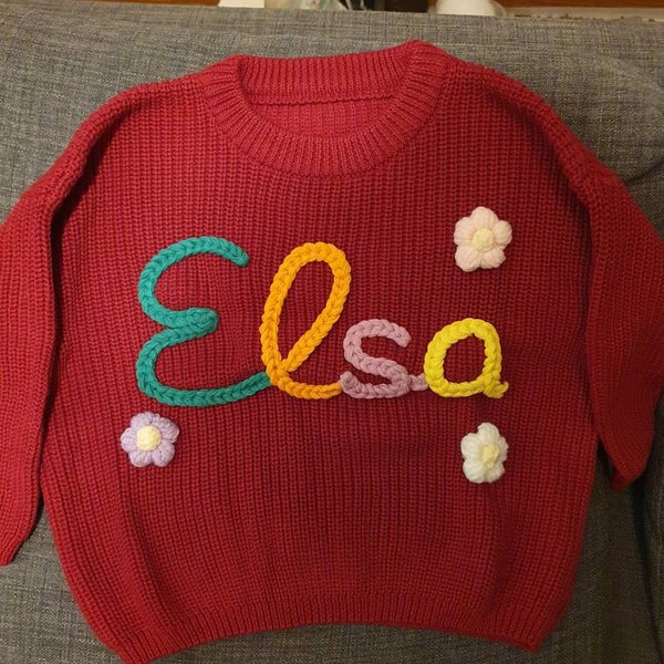 Personalized Hand Embroidered Name Baby Sweater, Monogrammed Kids ...