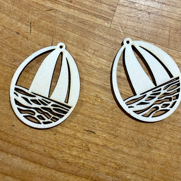 Sailing Boat Sea Waves Earring Svg Laser Cut File Digital Download ...