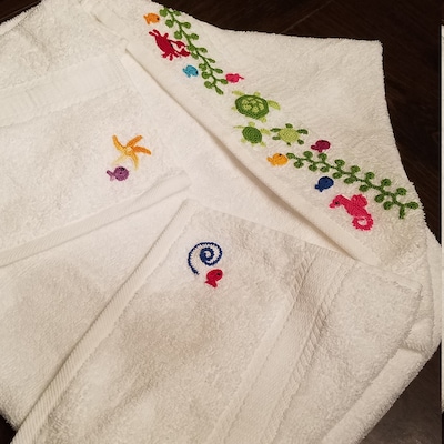 Set of 17 Cotton Crochet Sea Creatures Appliques, Sea Creature ...