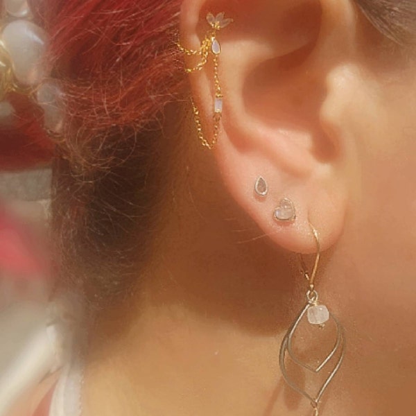 16g 14g Dainty Emerald Teardrop Hoop Belly Ring, 316L Surgical Steel ...