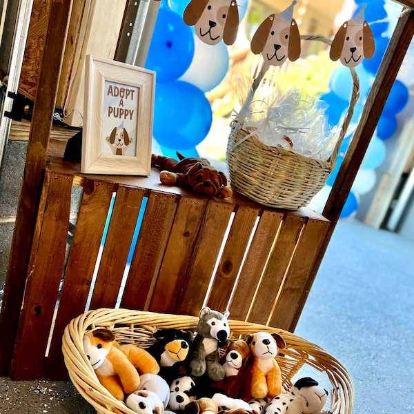 Adopt a Puppy Party Sign | Puppy Dog Birthday, Pet Adoption Party Decor ...