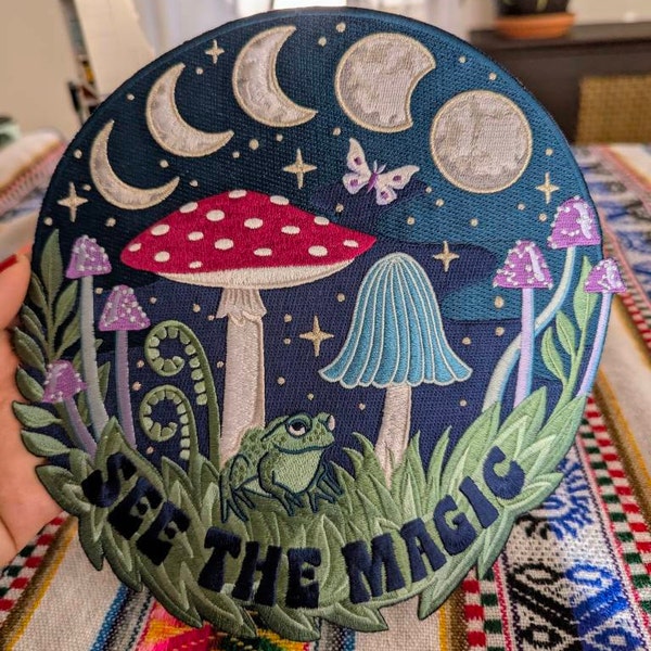See the Magic Nature XL Back Patch - Frog, Mushroom, Moon Phases ...
