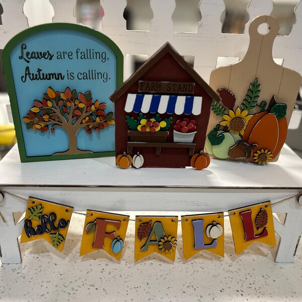 DIY Fall Bench Insert Set: Autumn Leaves, Pumpkins, Farm Stand - Etsy