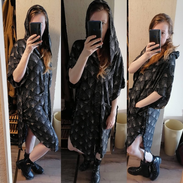 KIMONO HOOD Jacket...removable Hood, Boho Kaftan, Boho Kimono, Dress ...