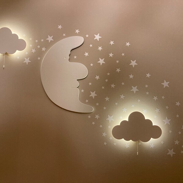 Set of 2 CLOUD WALL LIGHTS - Nursery Lighting - Baby Room Night Light ...