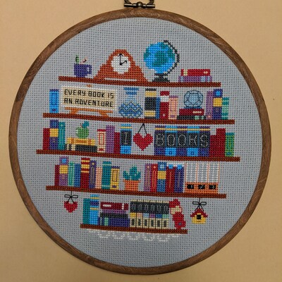 Book Lover's Shelf Bookshelf Cross Stitch Pattern PDF Cute Room Cross ...