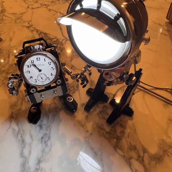 Handcrafted Robot Lamp: Fully Poseable Desk Light, Retro-steampunk ...