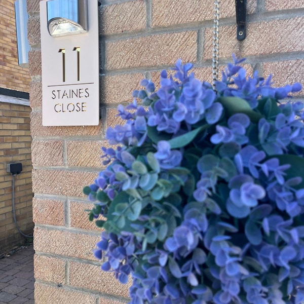 K Smart Sign Modern House Signs Plaque Door Number Street Glass Effect ...