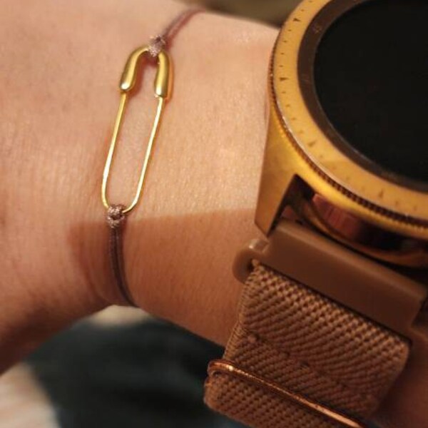 925 Safety Pin, Red String Bracelet, Paper Clip Bracelet, Minimal Gold ...