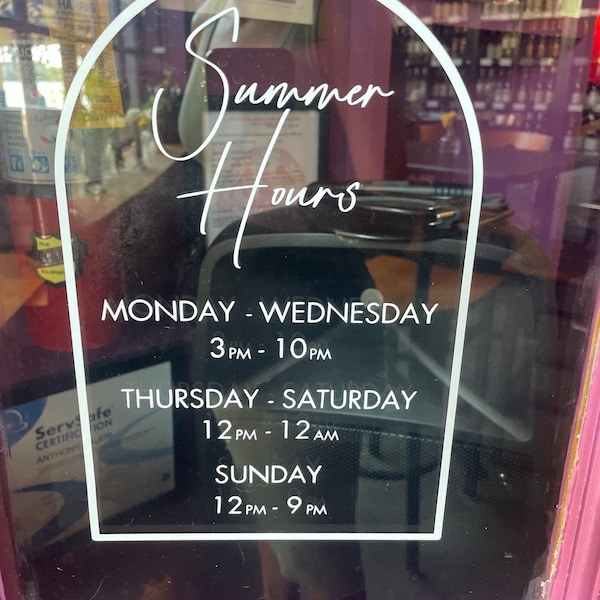 Personalized Business Hours Decal, Custom Window Door Lettering ...