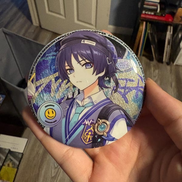 HSR Glitter Shining Large Pins Buttons 7.5cm Sunday Robin Sparkle Black ...