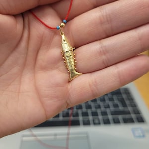 925 Sterling Silver Fish Necklace, Silver Fish Necklace, Red String ...