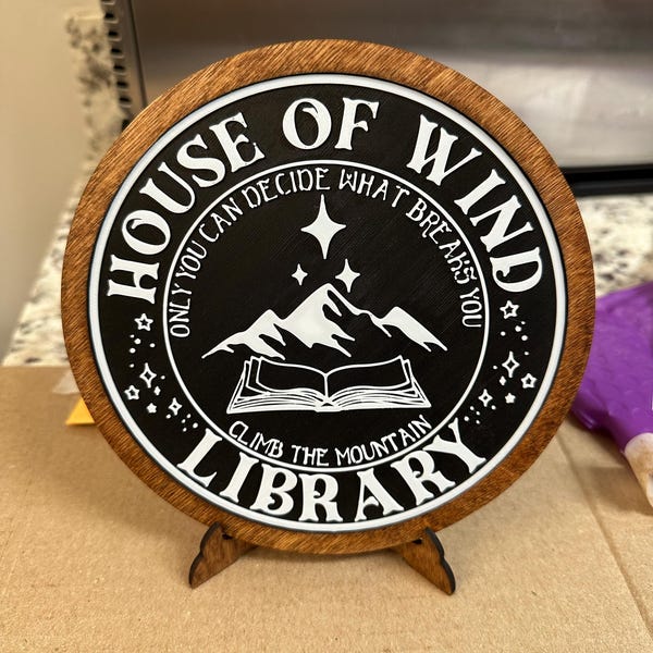House of Wind Library Acotar Bookshelf Sign Wooden Shelf Sitter With ...