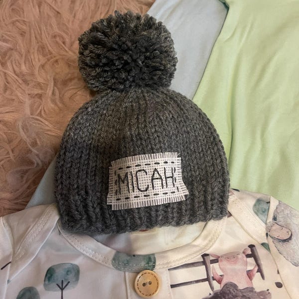 Monogrammed Newborn Baby Hat, Personalized Baby Boy Coming Home ...