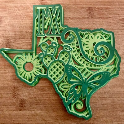 Layered 3D Mandala Texas State SVG 5 Layers 3D Layered DXF Laser Cut ...