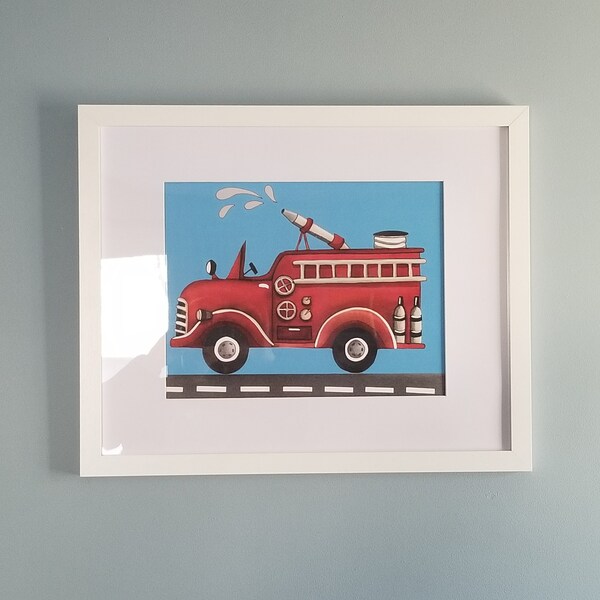 Fire Truck Wall Decor, Fire Truck Art Print, Boy Nursery Art, Printable ...