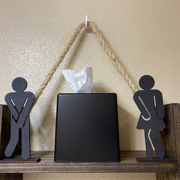 Standing Bathroom Sign People: Laser Cut Wood Restroom Decor (set of 2 ...