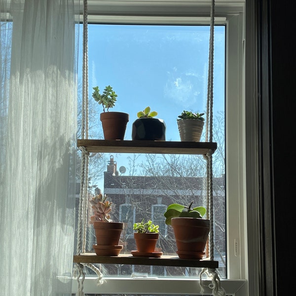 Hanging Window Shelves | Window Plant Shelf {2 Tiered} | Window ...