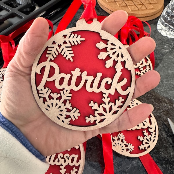 Custom Christmas Baubles With Name, Wooden Tree Baubles, Ornament With ...