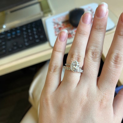 3MM Round Moissanite Open Notch Bubble Set Wedding Matching Band for ...