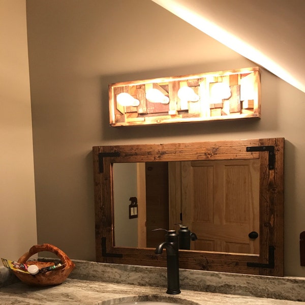 RUSTIC DISTRESSED Wood Mirror, Country Framed Mirror, Wood Mirror ...