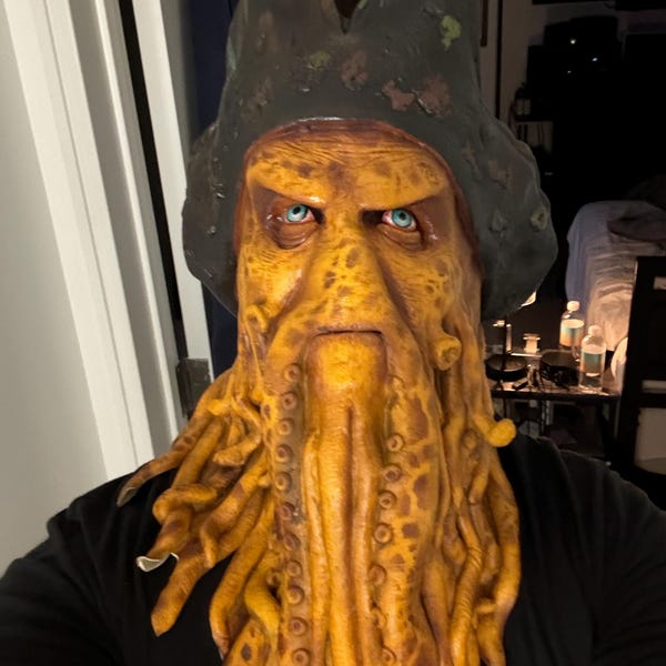 Davy Jones Mask + Crab Claw, Latex Mask, Pirates of the Caribbean, Fan ...