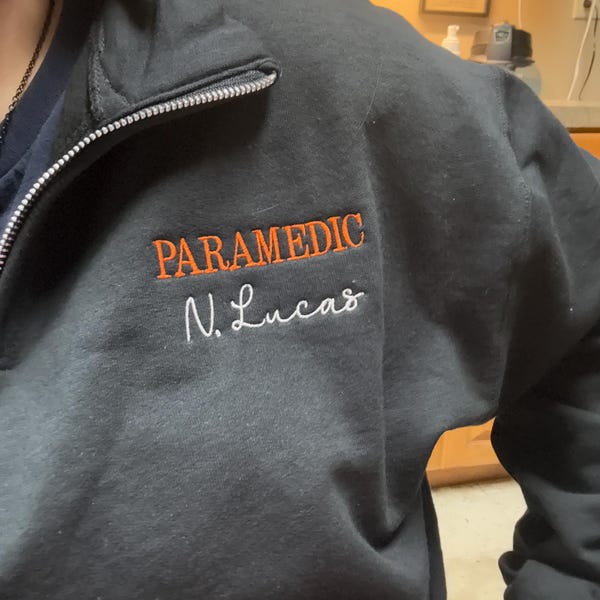 Custom Embroidered EMT Quarter Zip With Credential Acronym and ...