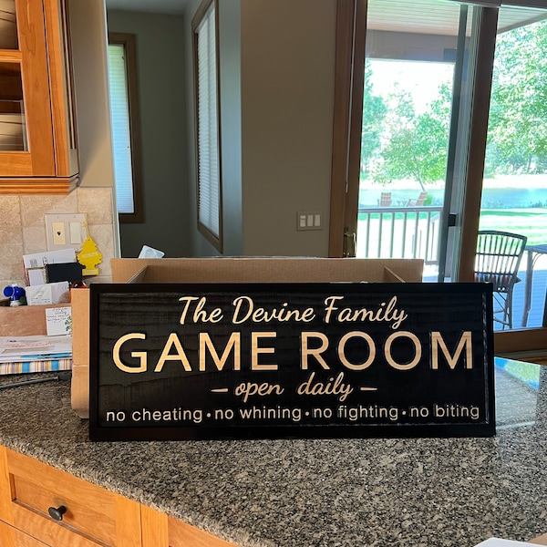 Personalized Game Room Sign Custom Family Game Room Sign Last Name Sign ...