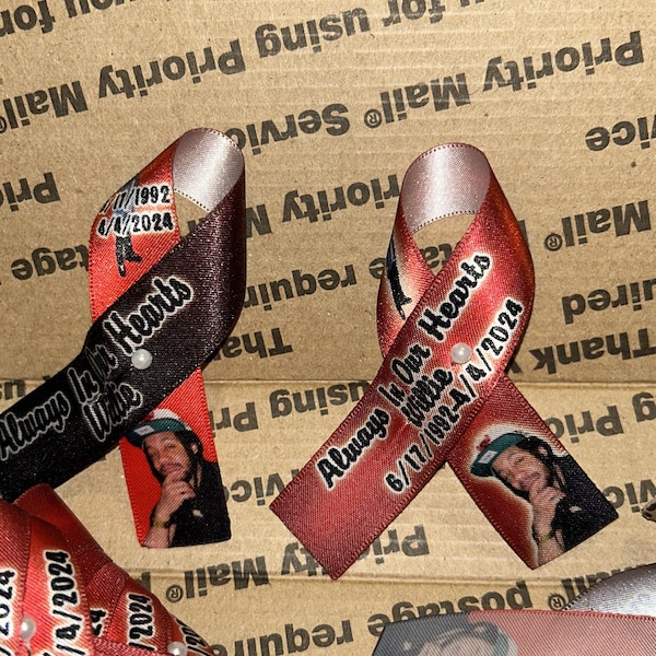 Custom Memorial Ribbons/awareness Ribbons With Pearlized Pin 1 Dozen or ...