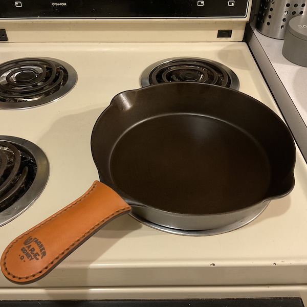 Hand Made/stitched Personalized Leather Handle Cover for Cast Iron Pans ...